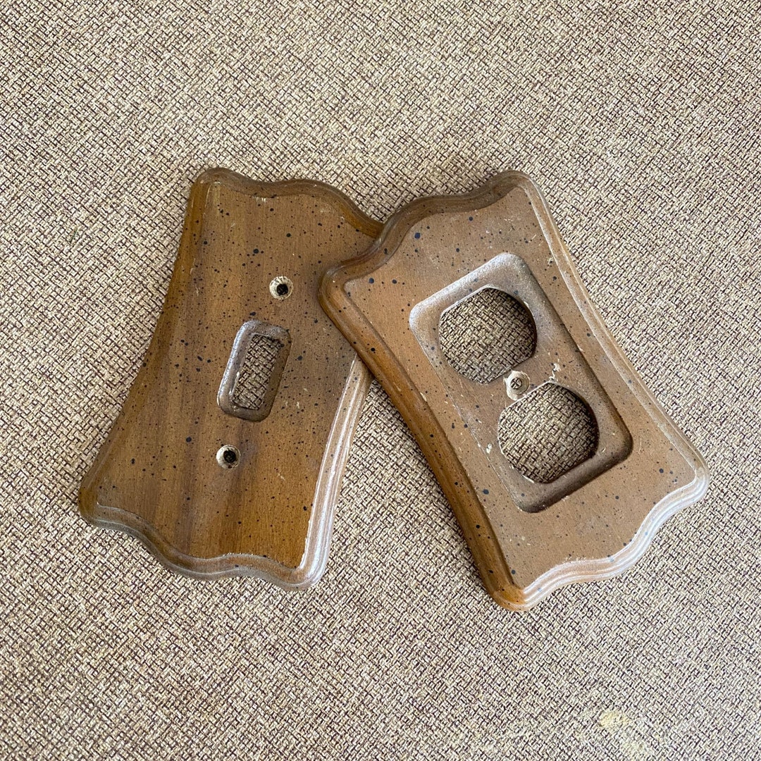 Vintage Speckled Wood 70s Light Switch & Outlet Cover Decorative Retro ...