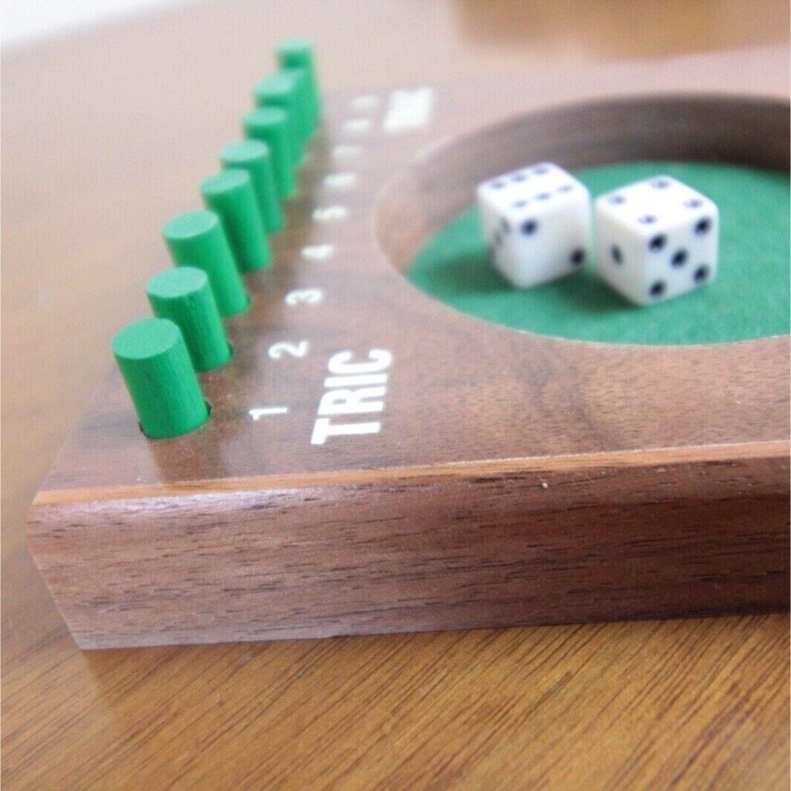 Vintage Tric Trac Travel Game Wood Dice Retro 70s 80s Green Pegs ...