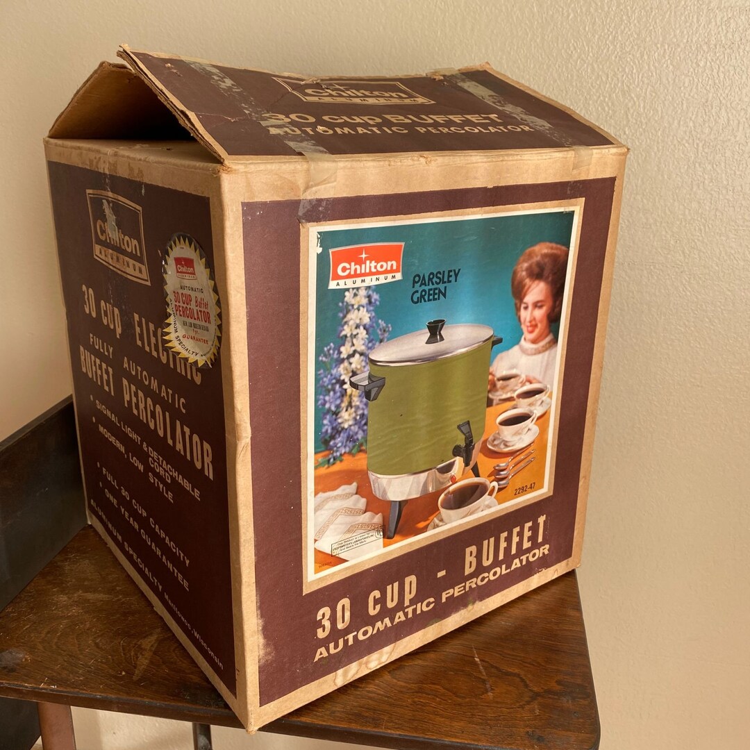 Vintage Chilton 30 Cup Buffet Percolator Parsley Green in Box Works ...