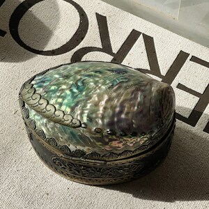 RARE Antique Abalone Shell Embellished Keepsake Holder - Etsy
