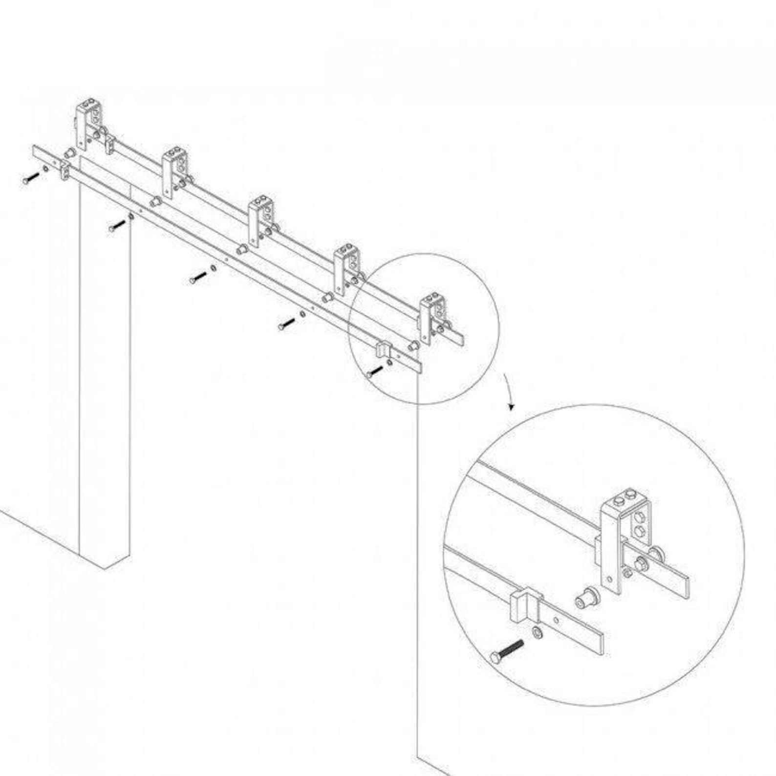 New Style Bypass Barn Door Hardware Sliding Door Kit 5ft 6ft 66ft 75ft 8ft 10ft 12ft Etsy