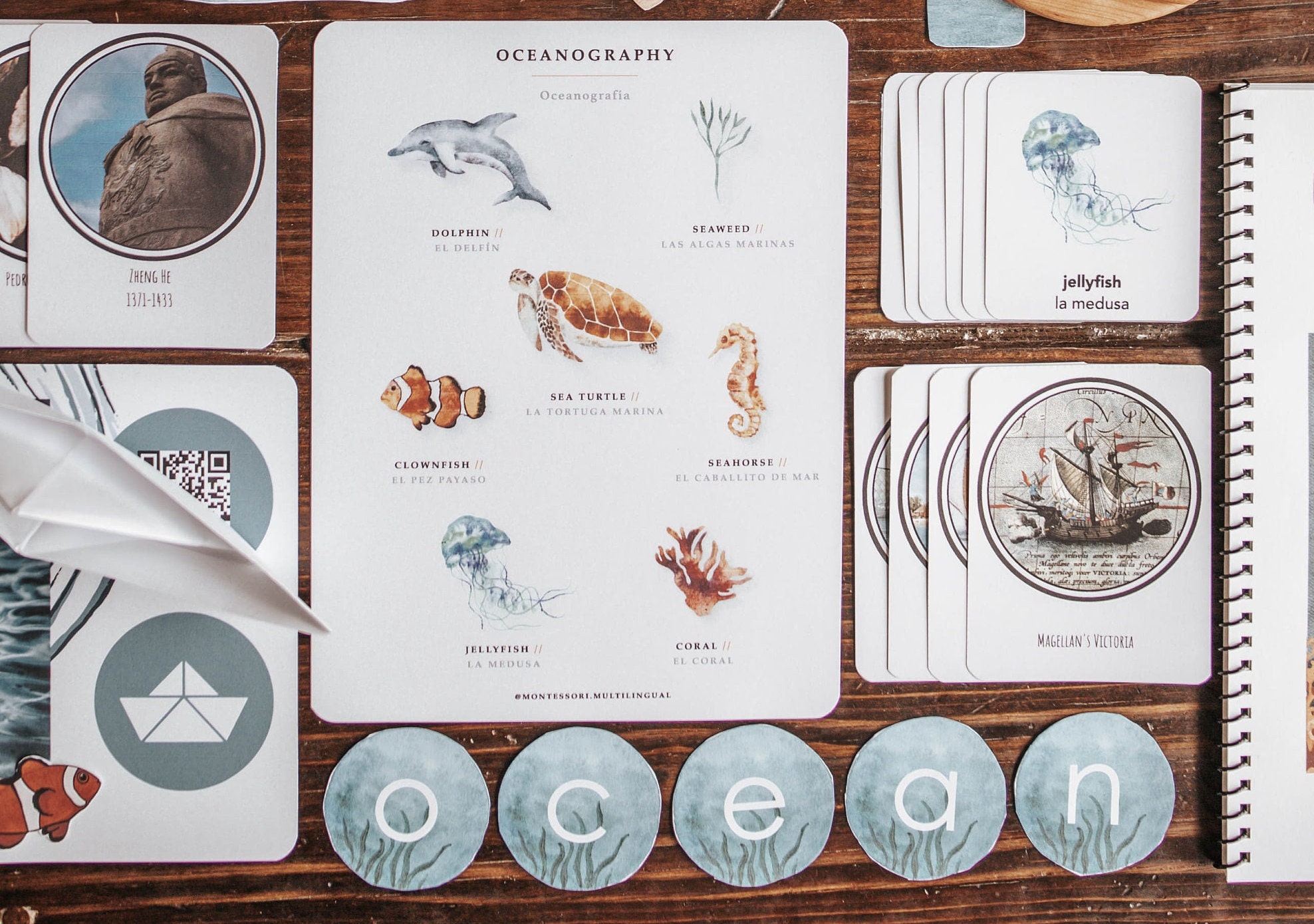 Ocean Montessori Printable Oceanography Bilingual Spanish Science ...
