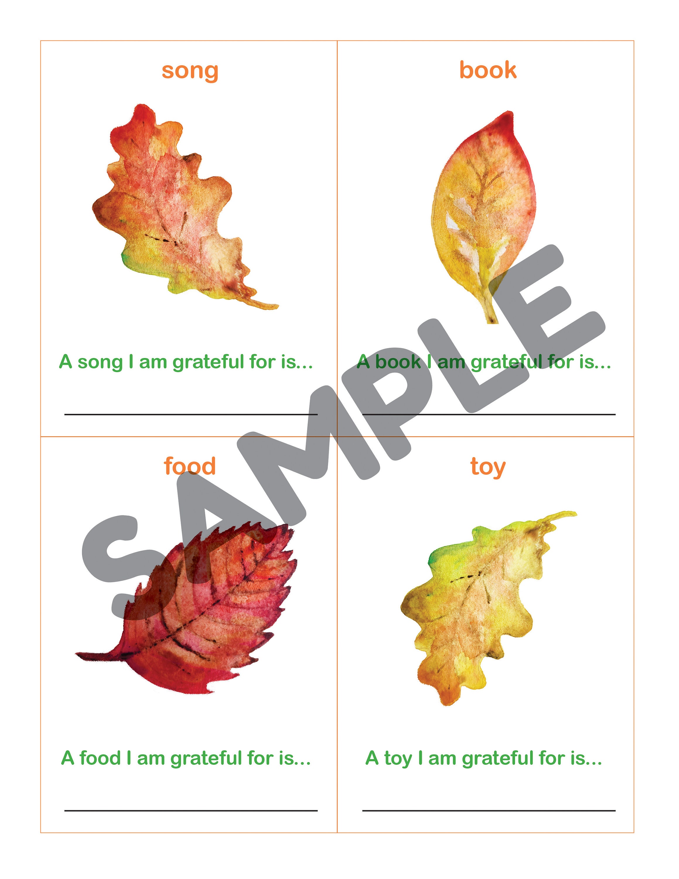 Fall Gratitude Cards Thanksgiving Tree Montessori Fall Printable ...