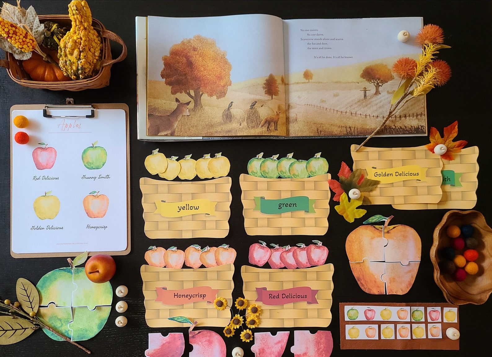 Apple Color Sorting Printable: Montessori Toddler Puzzles (PDF Download ...