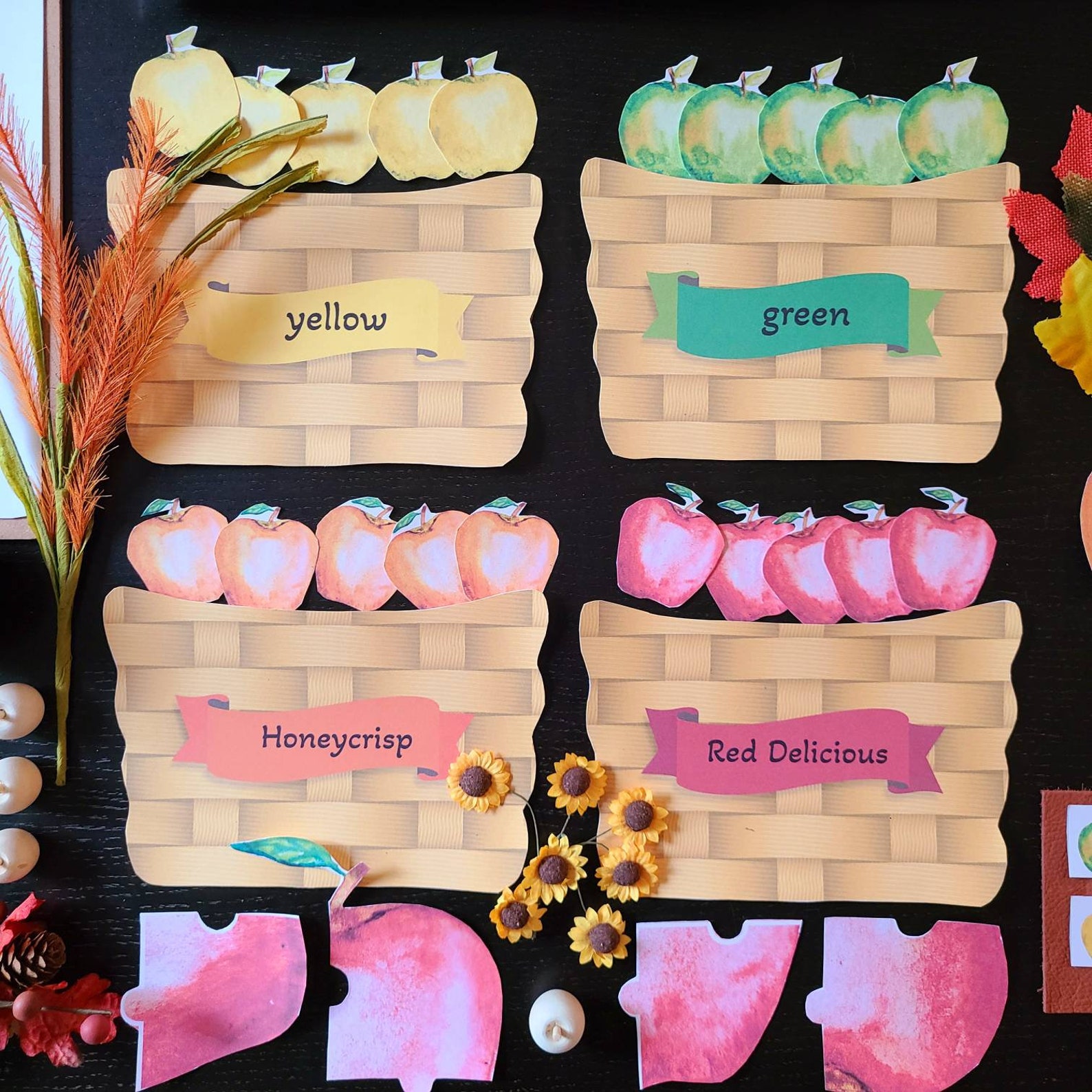 Apple Color Sorting Printable: Montessori Toddler Puzzles (PDF Download ...