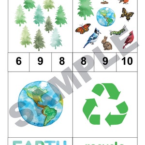 COUNTING CARDS • Earth Day Nature Ecology • Montessori Clip Cards ...