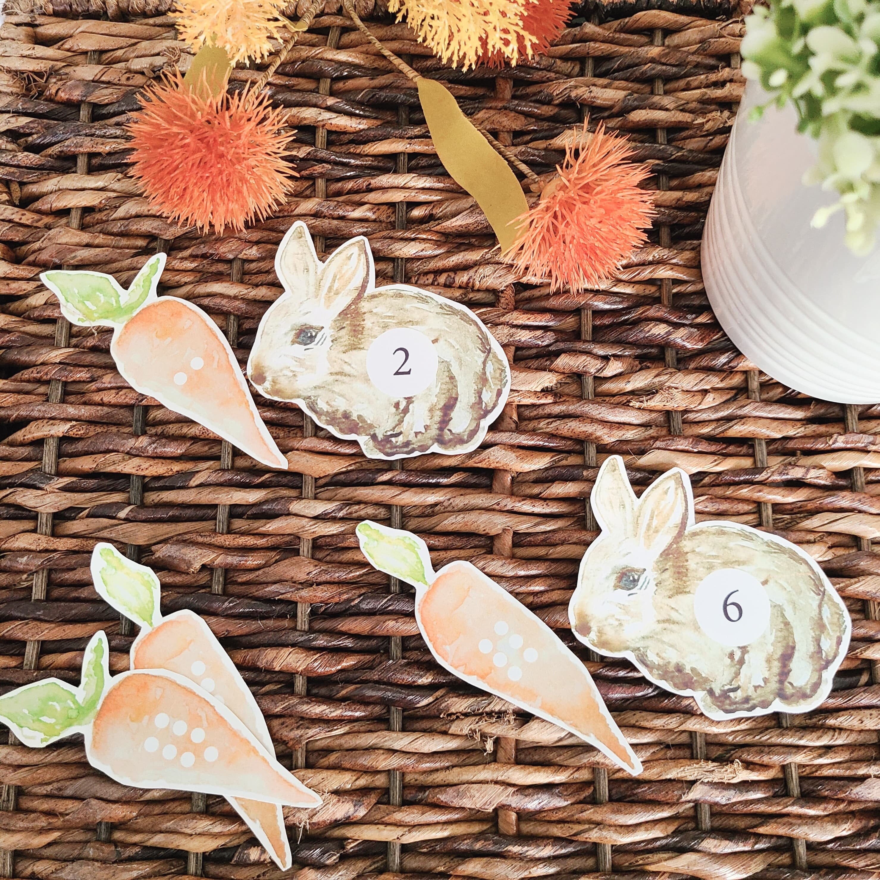 Bunny and Carrot Number Match: Easter Math Activity (PDF Pattern) - Etsy