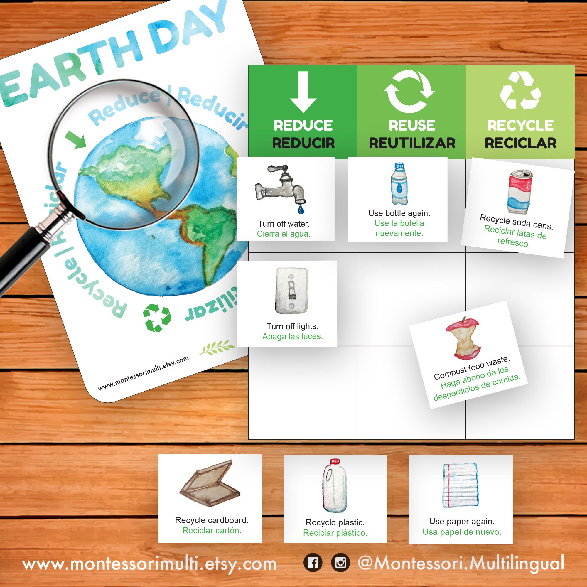 EARTH Day Ecology Nature - Montessori Science - Watercolor Art ...