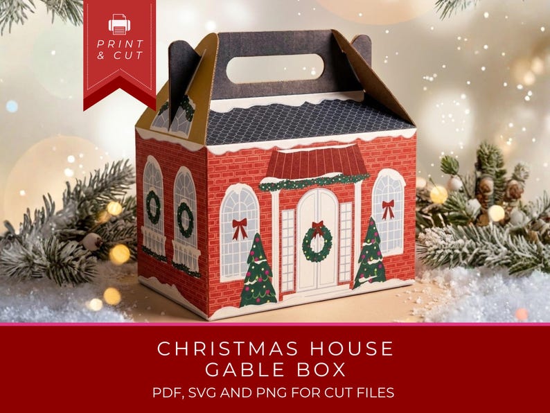 Christmas House Gable Box Printable | Holiday Gift Box Template ...