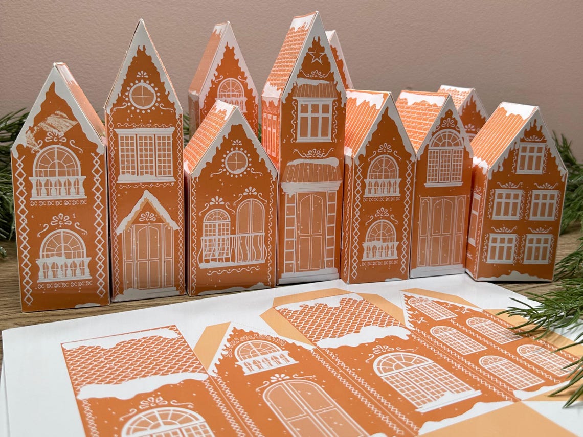 Printable Gingerbread House Advent Calendar: Christmas Village (PDF) - Etsy