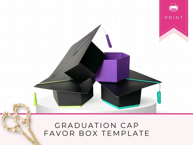 Graduation Cap Gift Box, Graduation Cap Template, Graduation Hat Favor ...