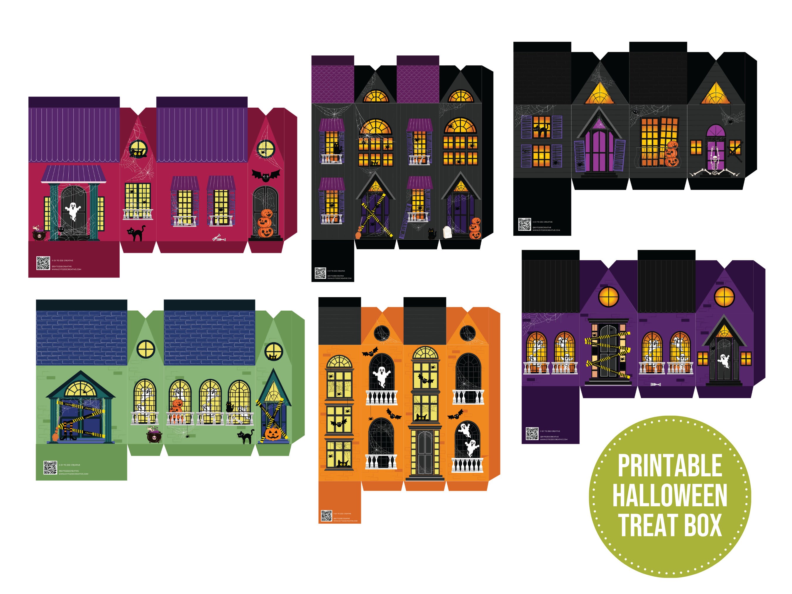 Halloween Treat Box Printables: Spooky DIY Houses (PDF) - Etsy