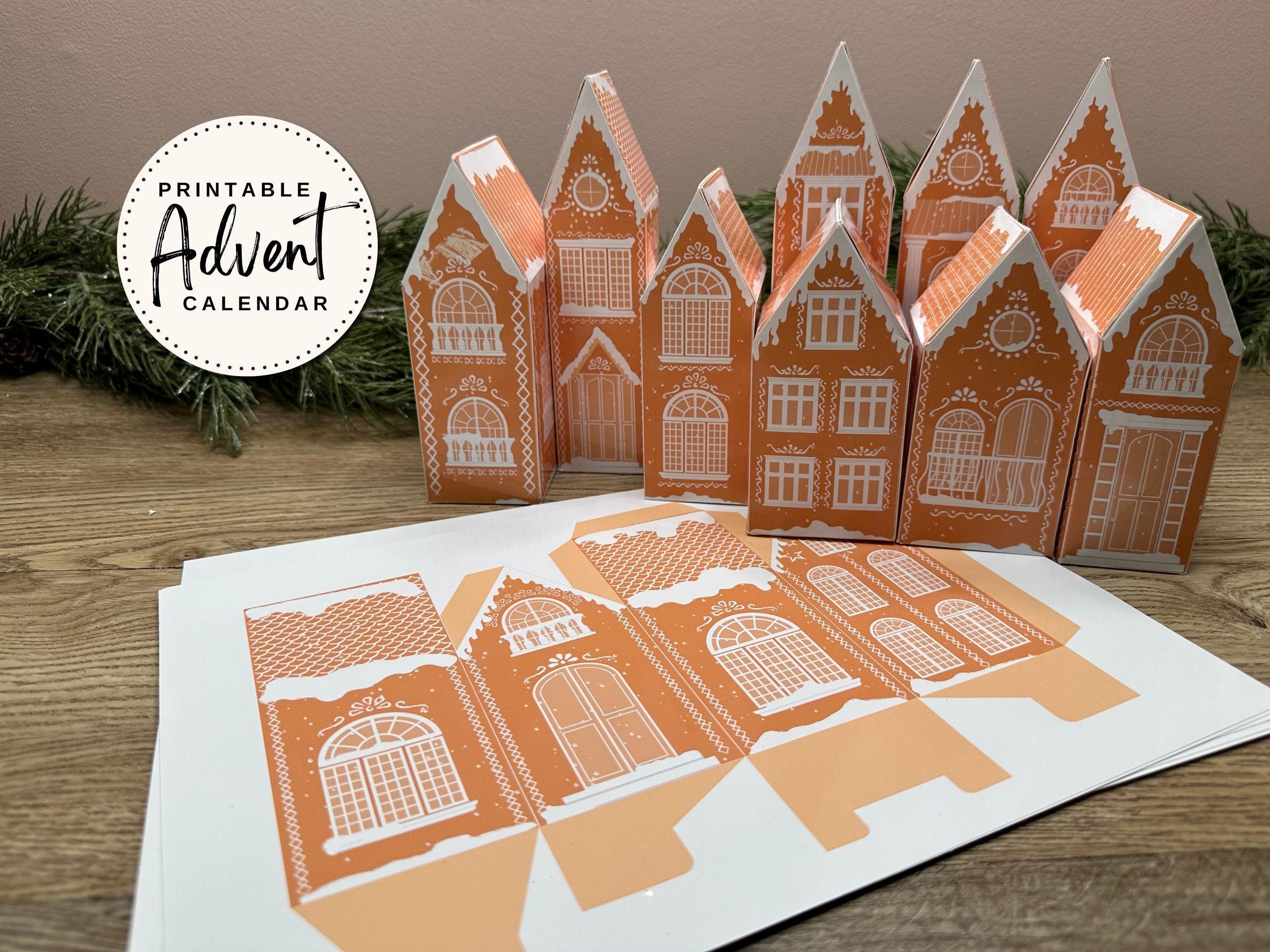 Printable Gingerbread House Advent Calendar: Christmas Village (PDF) - Etsy