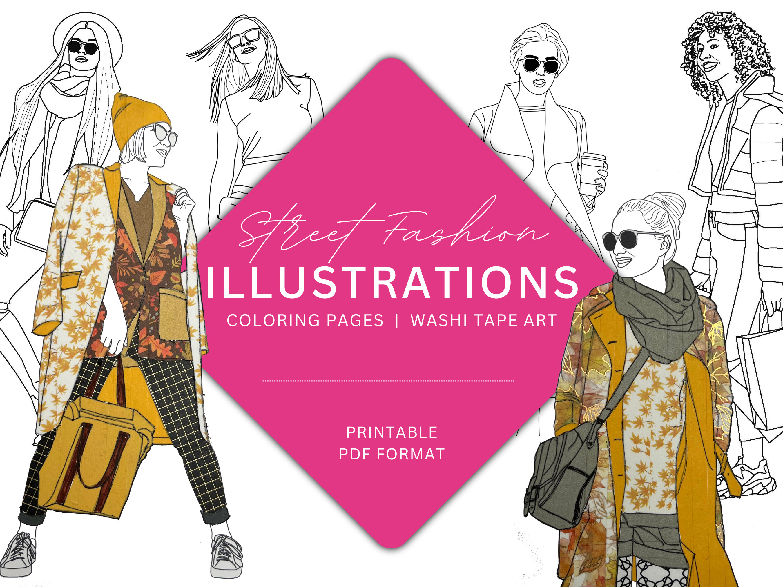 Washi Tape Clip Art Fashion Girl Clipart Bundle Fashion Illustration ...