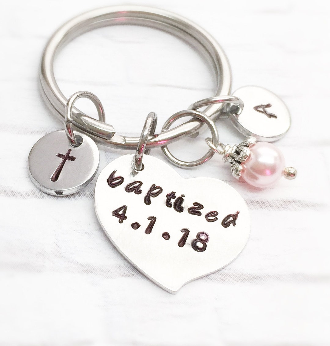 Baptized Keychain, Cross Keychain,baptism Gift, Baptism Keychain ...