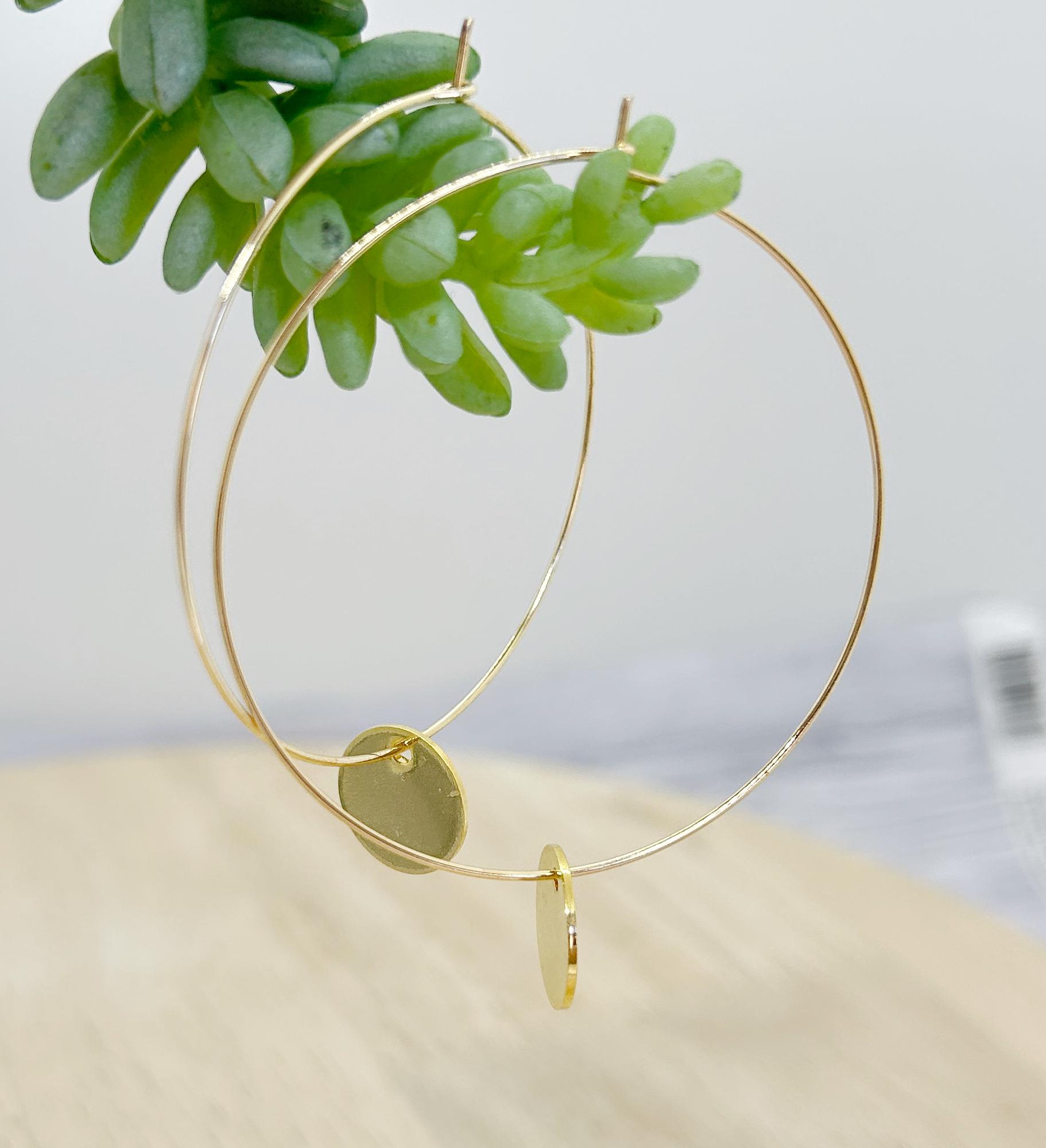 16k Gold Plated Disc Hoop Earrings, Beaded Hoop Earrings, Dainty Bead ...