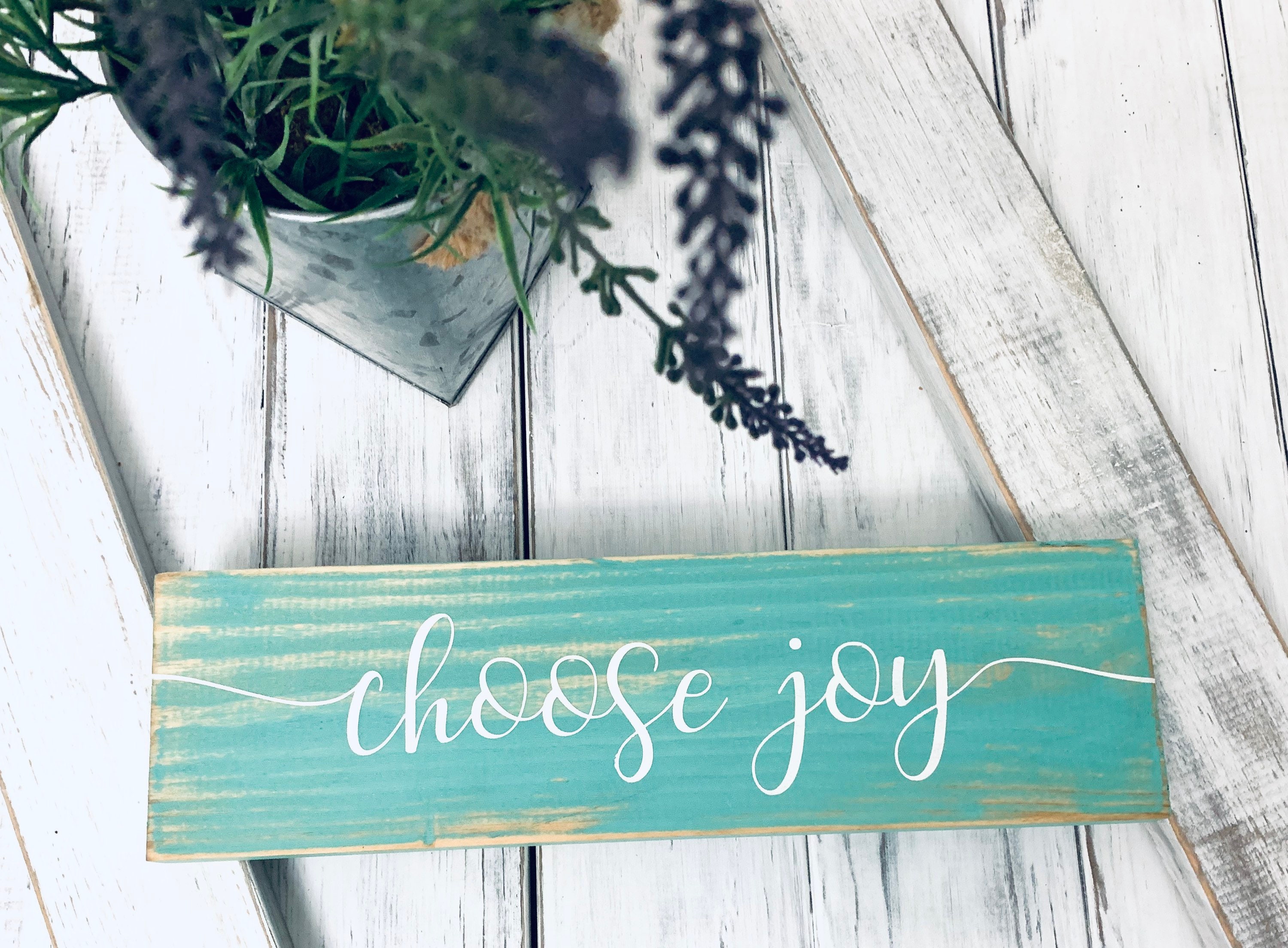 Choose Joy Turquoise Sign Rustic Wood Signs Encouraging - Etsy