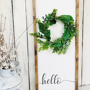 Hello Wood Sign, Porch Decor, Porch Sign, Sign With Wreath, Wreath ...