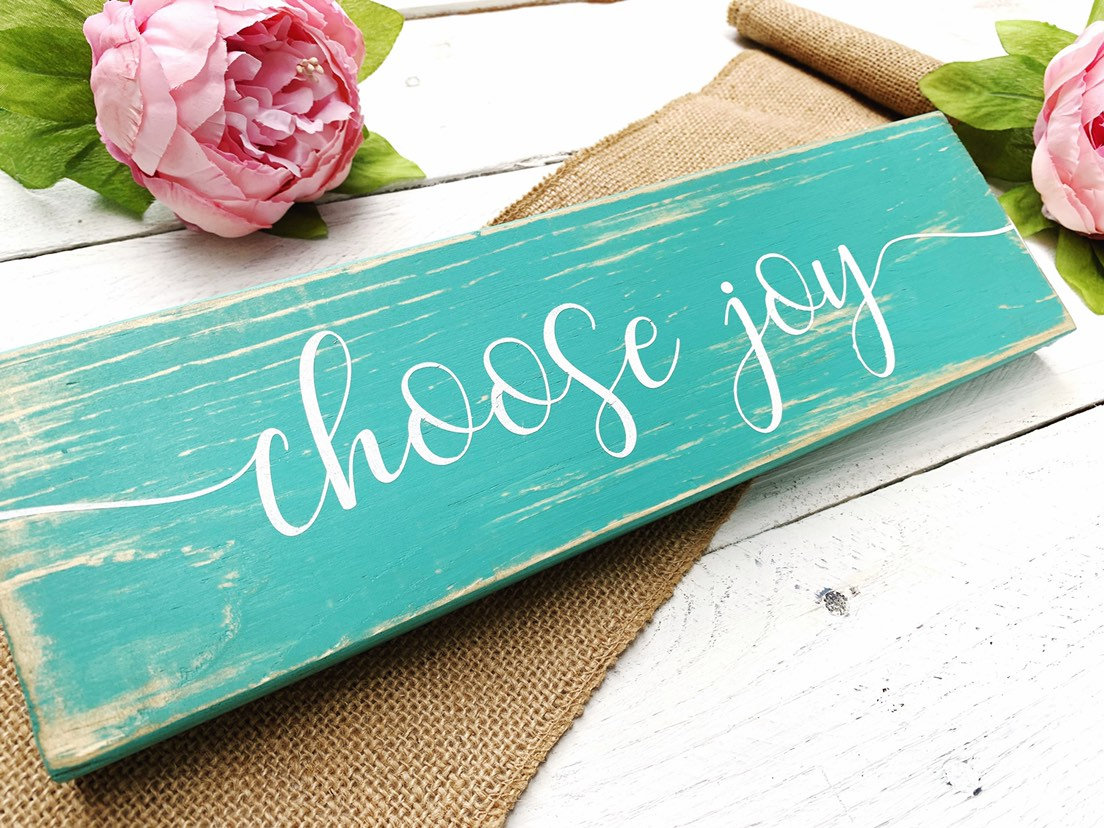 Choose Joy Turquoise Sign Rustic Wood Signs Encouraging - Etsy
