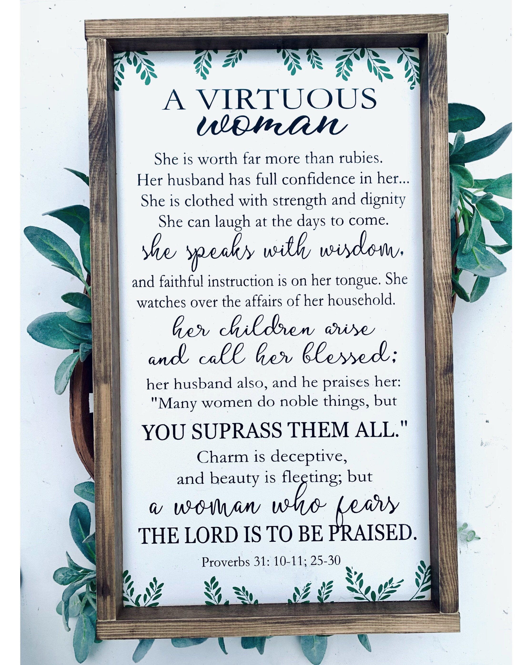 Proverbs 31 Virtuous Woman Sign Bible Verse on Wood Mothers - Etsy