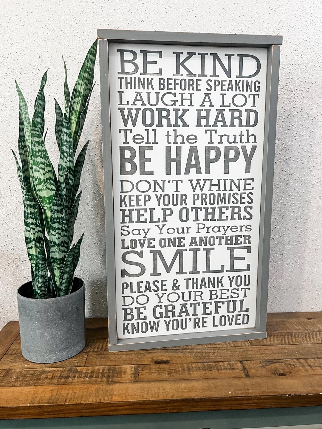 Be Kind, Family Rules, Family Rules Sign, Farmhouse Decor, Living Room ...