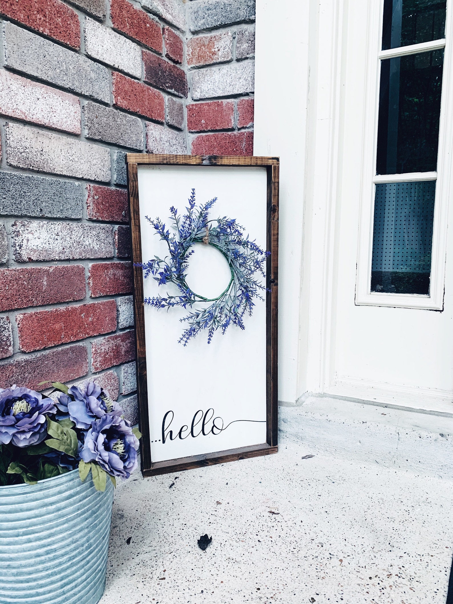 Hello Wood Sign Porch Decor Porch Sign Sign With Wreath - Etsy