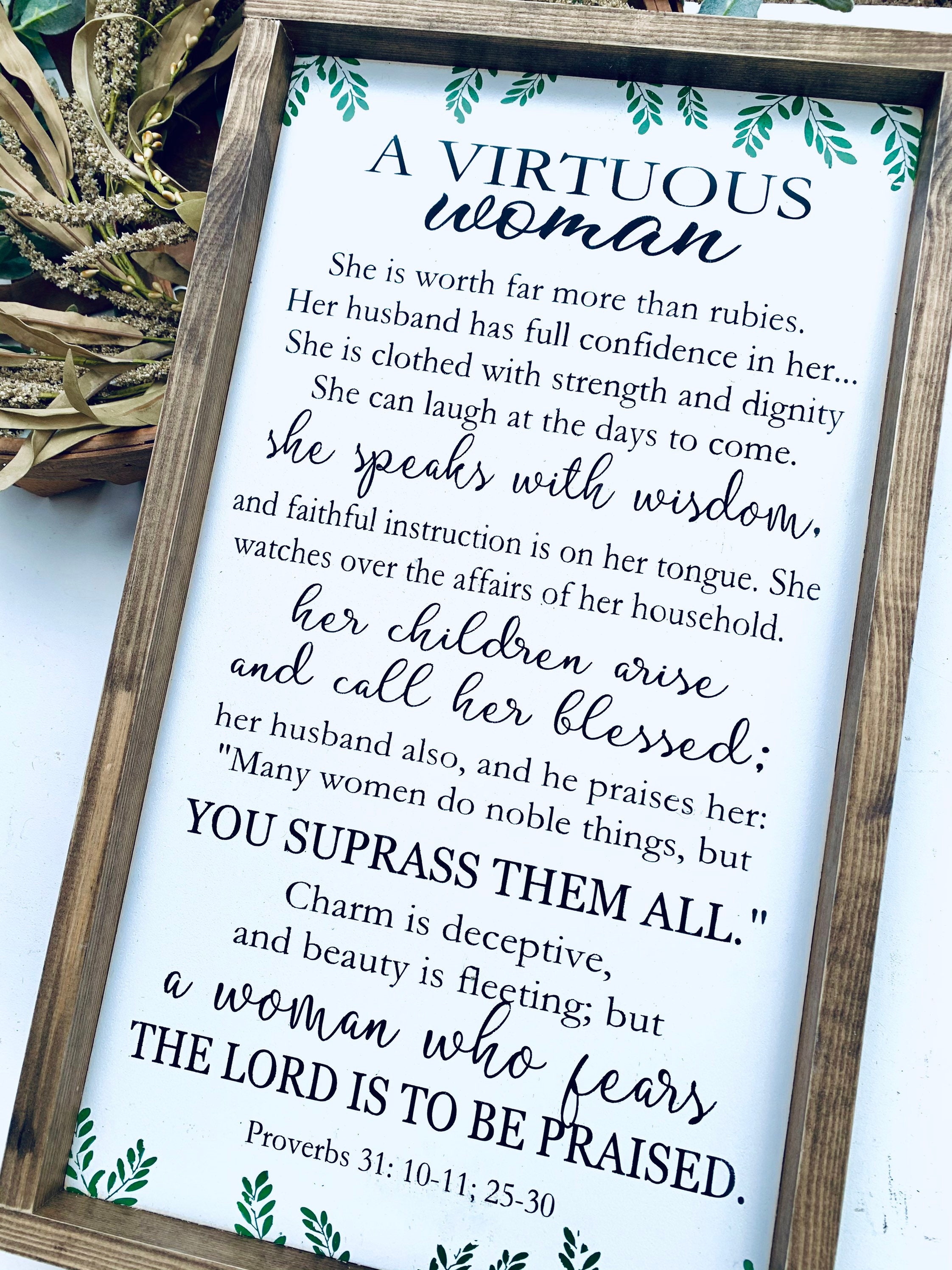 Proverbs 31 Virtuous Woman Sign Bible Verse on Wood Mothers | Etsy