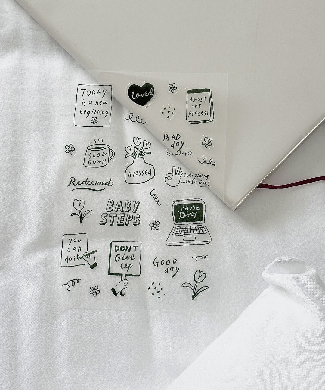 Affirmation Sticker Sheet | Transparent Stickers, Pen and Ink Art ...