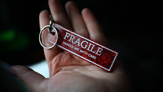 Laser Cut Engraved & Painted Fragile Red Glitter Jumbo Acrylic | Etsy