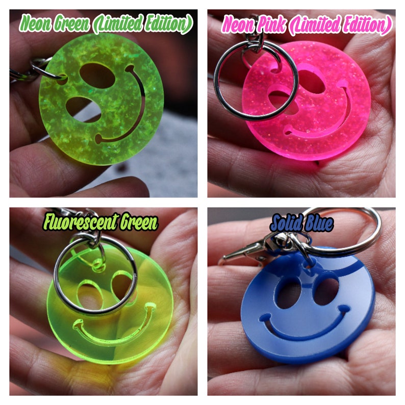 Mini-smiley Key Acrylic Keychain, Assorted Colors - Etsy