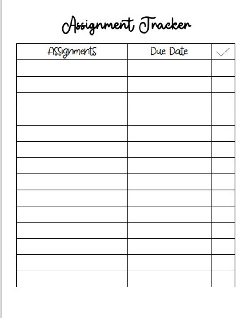 WEEKLY Planner Worksheet DIGITAL FILE School Planner Printable Weekly ...