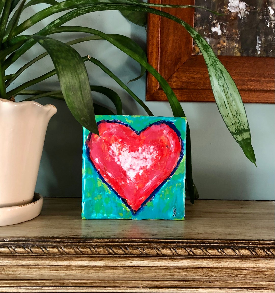 Small Heart Painting / Abstract Pop Art / Encaustic Painting - Etsy