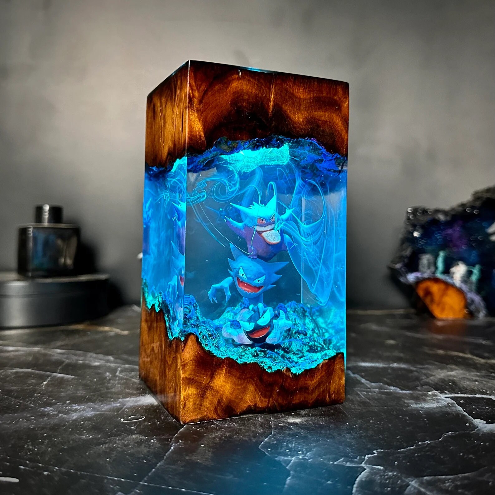 PKM GENGAR Resin Wood Lamp,table Lamp,epoxy Resin Night Light,gift for ...