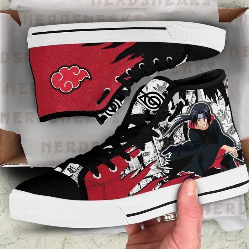 Itachi Uchiha High Top Shoes Akatsuki Custom Anime Sneakers Mix Manga ...