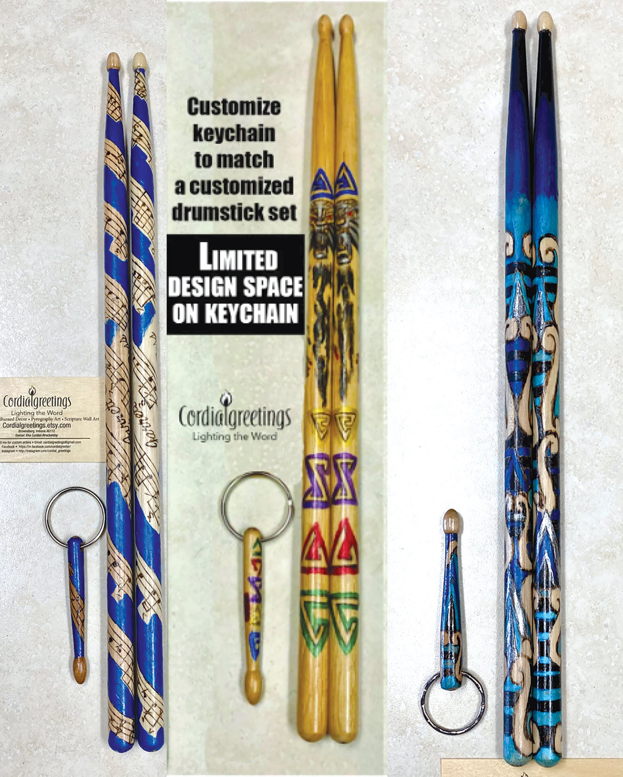 Customized Drumstick Keychain - Personalized Drum Key Chain - Drummer ...