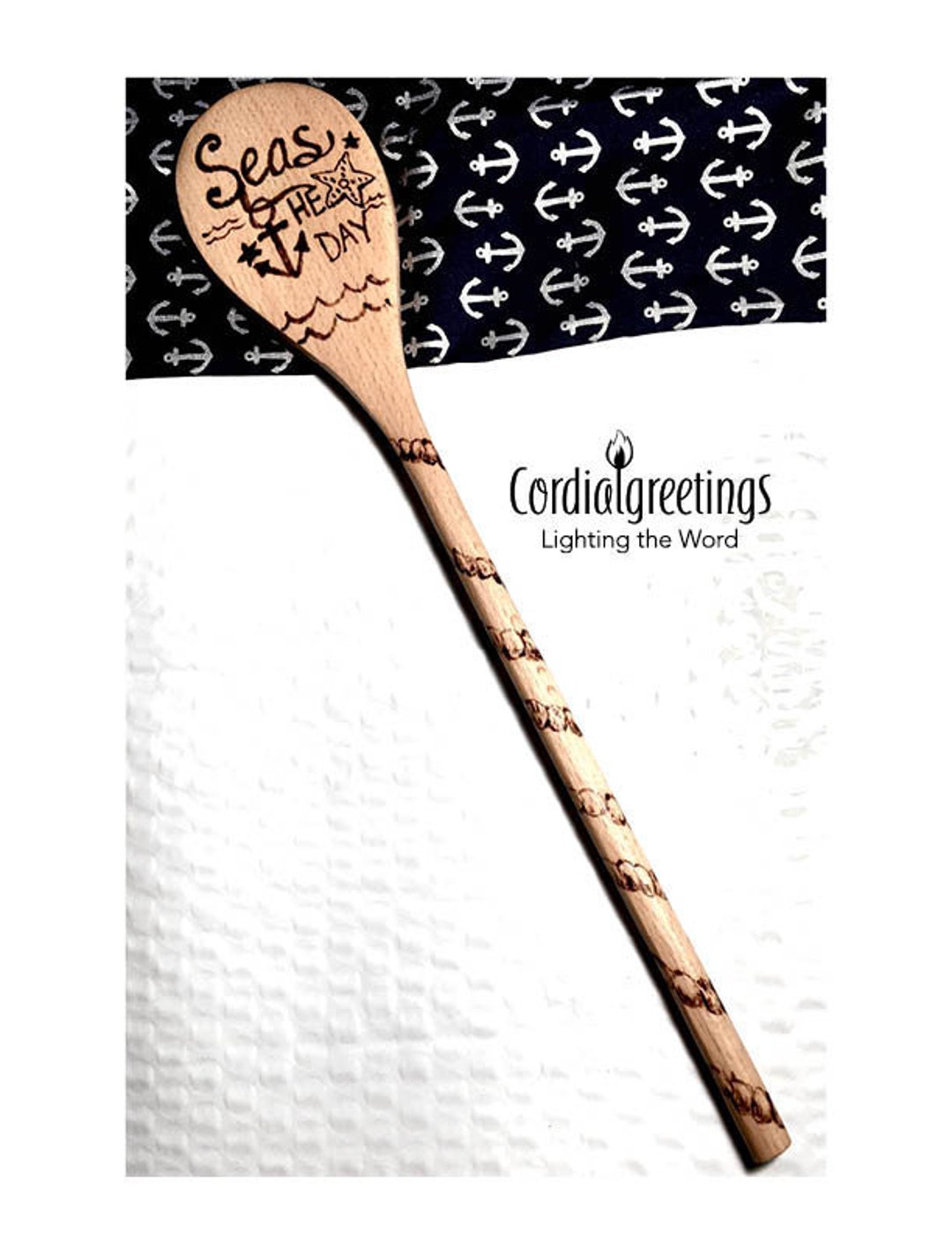 Nautical Decor Coastal Decor Wood Spoon Seas the Day Anchor Decor Lake ...