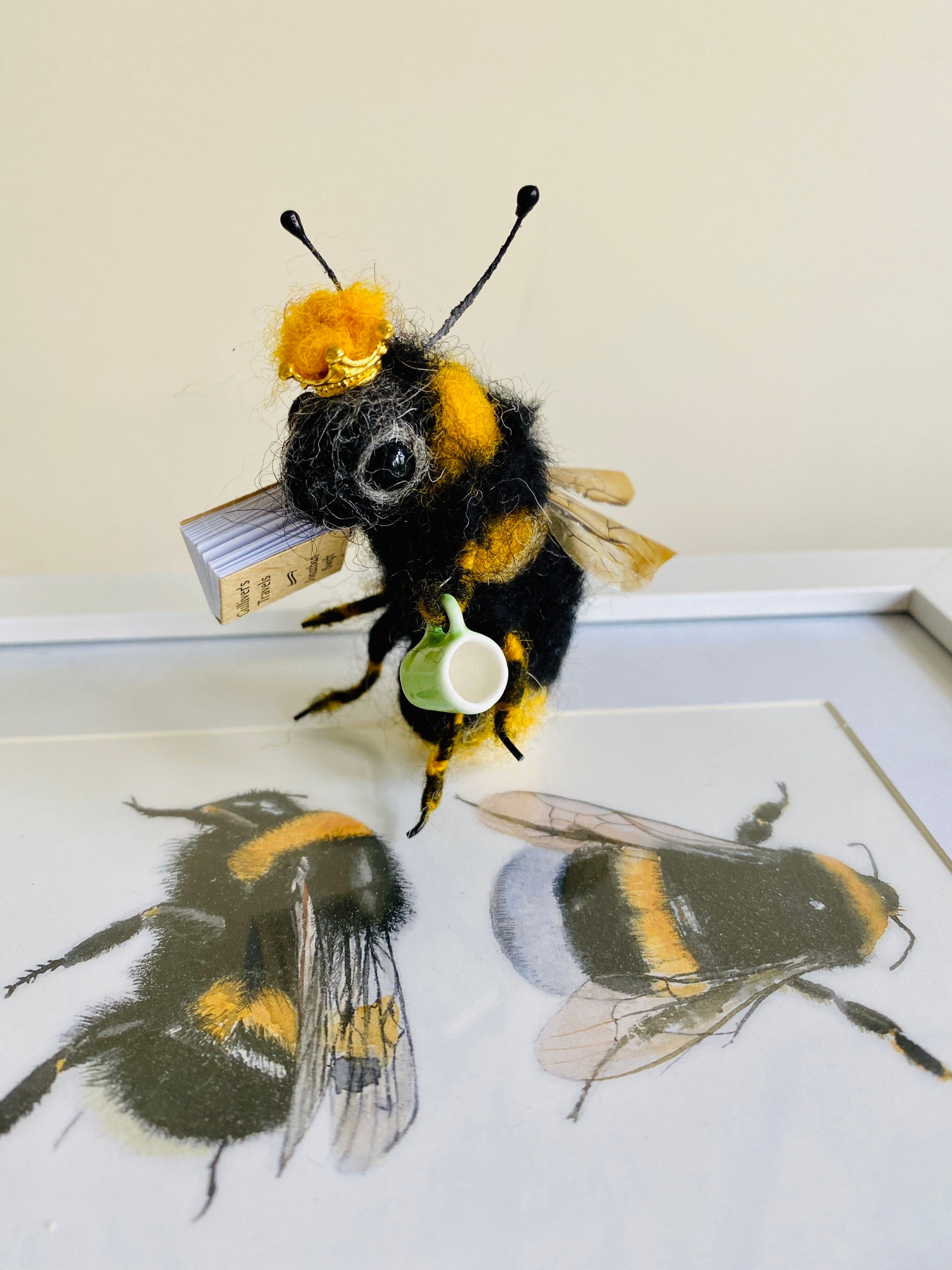 Fiber Arts Art & Collectibles Wool fluffy bees bee miniatures bumblebee ...