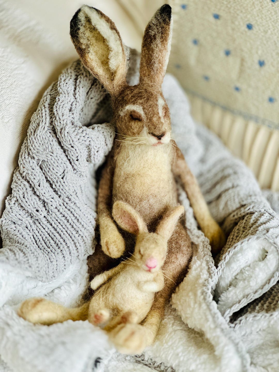 Sleeping Hare/needle Felted Hare/mother Hare/felt Hare/felted Rabbit ...