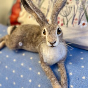 Reclining Hare/rabbit Lover Gift/hare Sculpture/felted Rabbit/felt ...