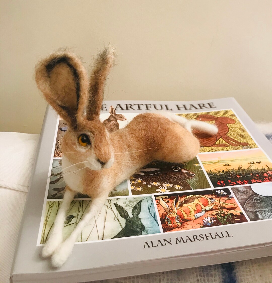 Small Reclining Hare/rabbit Gift/needle Felted Hare/hare Sculpture ...