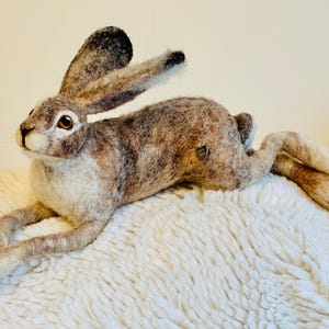 Reclining Hare/rabbit Lover Gift/hare Sculpture/felted Rabbit/felt ...