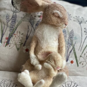Sleeping Hare/needle Felted Hare/mother Hare/felt Hare/felted Rabbit ...