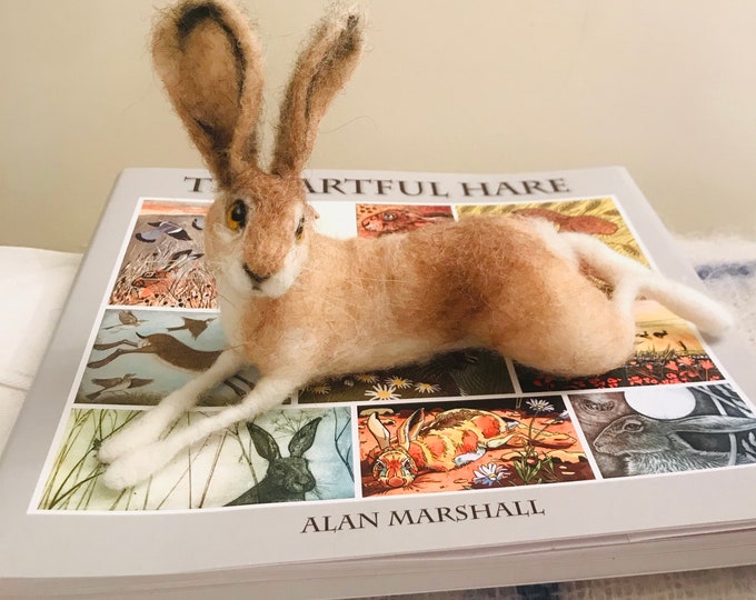 Small Reclining Hare/rabbit Gift/needle Felted Hare/hare Sculpture ...