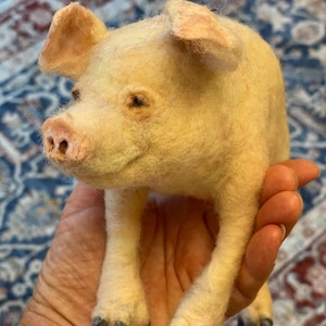 Needle Felted Pig Sculpture – Wool Animal Ornament, Gift for Pig Lover ...