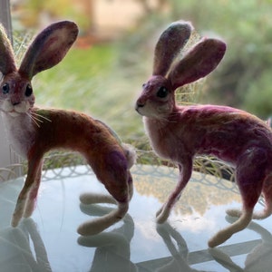 Rainbow Hare/multi Coloured Rabbit/needle Felted Bunny/rainbow Hare ...
