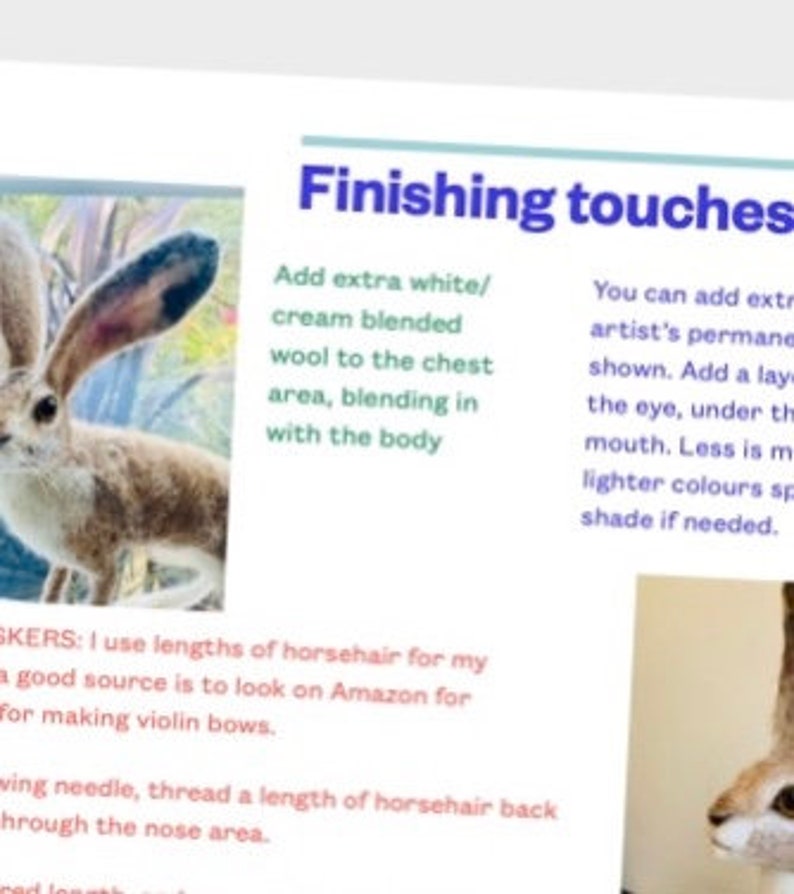 Hare Pattern/hare Felting Tutorial/intermediate/needle Felt - Etsy UK