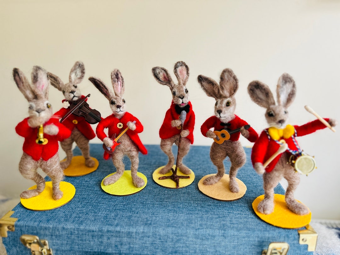 Music Rabbit/musical Hare/rabbit Doll/needle Felted Bunny/musician ...