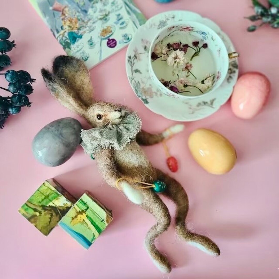 Hare Doll/spring Hare/needle Felted Hare/felted Hare/felted Jack Rabbit ...