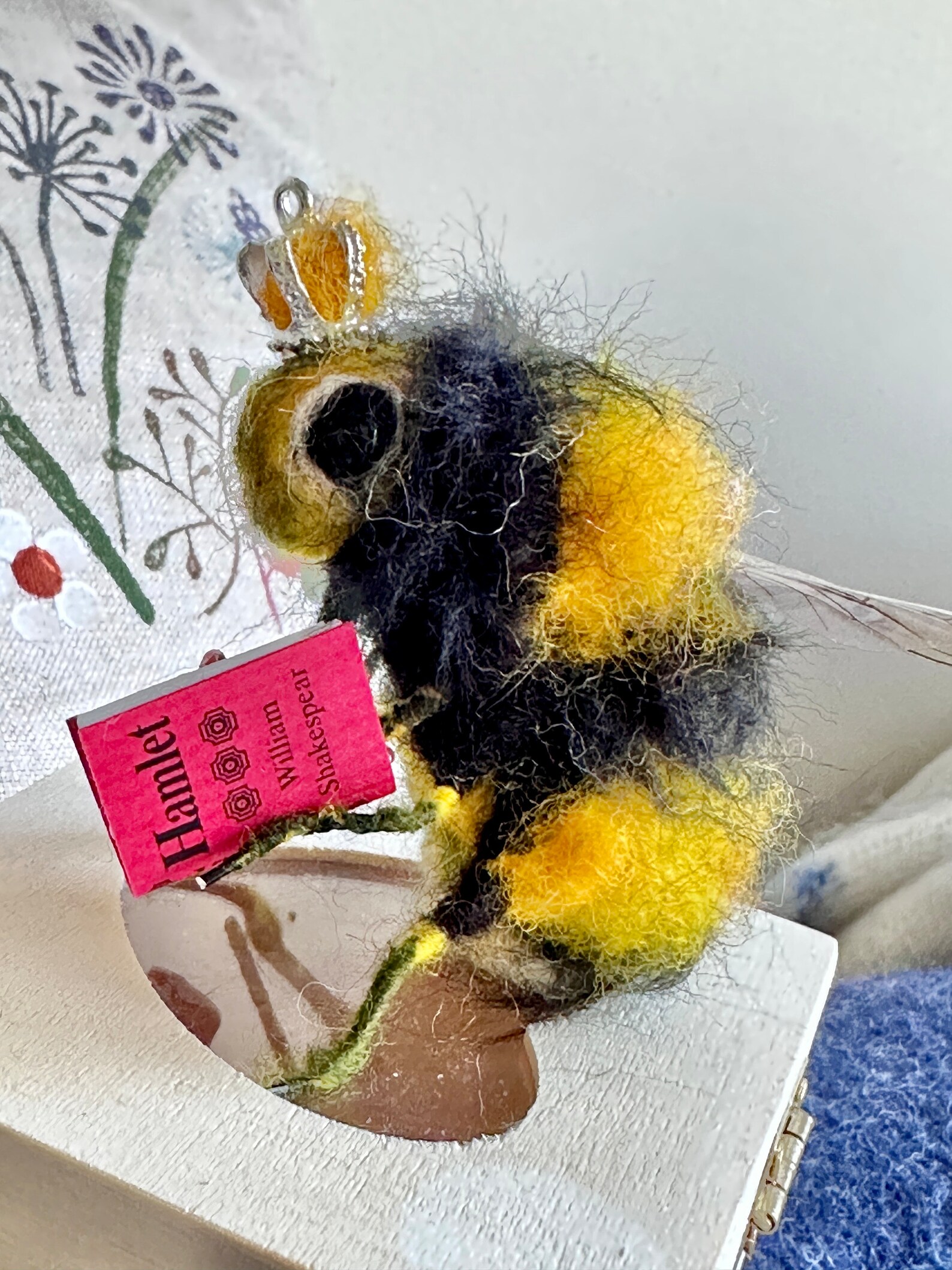 Needle Felted Queen Bee Ornament: Miniature Wool Bee With Crown, Tea ...