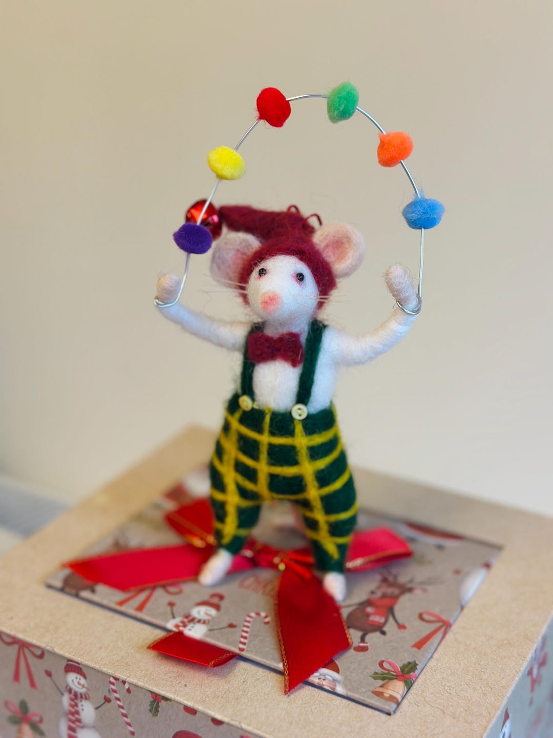 Needle Felted Circus Juggler Mouse – Handmade Wool Ornament, Cute Mouse ...